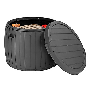 VINGLI 3-in-1 Outdoor Deck Box, 36 Gallon Patio Storage Box Support 220 LBS, Outdoor Plastic Storage Bin Container with Side Handles, for Outdoor Table or Chair Pool Furniture Decoration, Grey