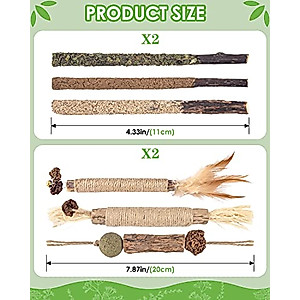 Catnip Chew Toys for Cats, 12 Pack Natural Silvervine Sticks for Kittens Teeth Cleaning, Matatabi Dental Care, Increase Appetite, Calm Cat Anxiety and Stress, Aggressive Chewers Cat Dental Toy