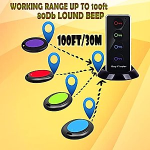 Key Finder Locator, eirix RF Item Tracker with Super-Long Working Range, Wireless Key Tracker with LED Flashlight for Finder Lost Car Keys Pets Dogs Cats