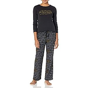 Amazon Essentials Disney | Marvel | Star Wars Women's Flannel Pajama Sleep Sets, Star Wars Logo - Womens, Large