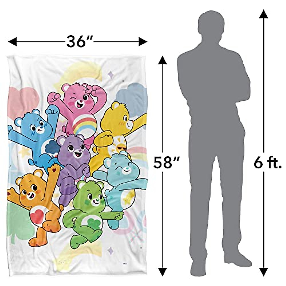 Care Bears Blanket, 36" x 58" Care Bears Silky Touch Super Soft Throw Blanket