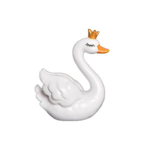 REBABA Mini Crown Swan Figurines, Miniature Fairy Garden Ornaments for Home Decor Micro Landscape Crafts Wedding Gifts Bonsai Decor(White)