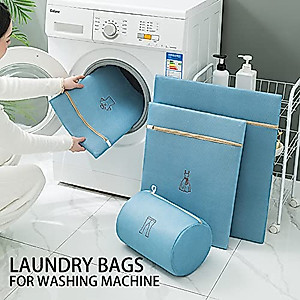 CHYUANX 6 Pack Mesh Laundry Bags for Delicates - Upgrade Thicken Lingerie Bags For Laundry With Premium Zipper，Anti-Deformation Reusable Laundry Bags Mesh Wash Bags For Washing Machine With Exquisite Embroidery Small Patterns for Overcoat , Bra, Stocking