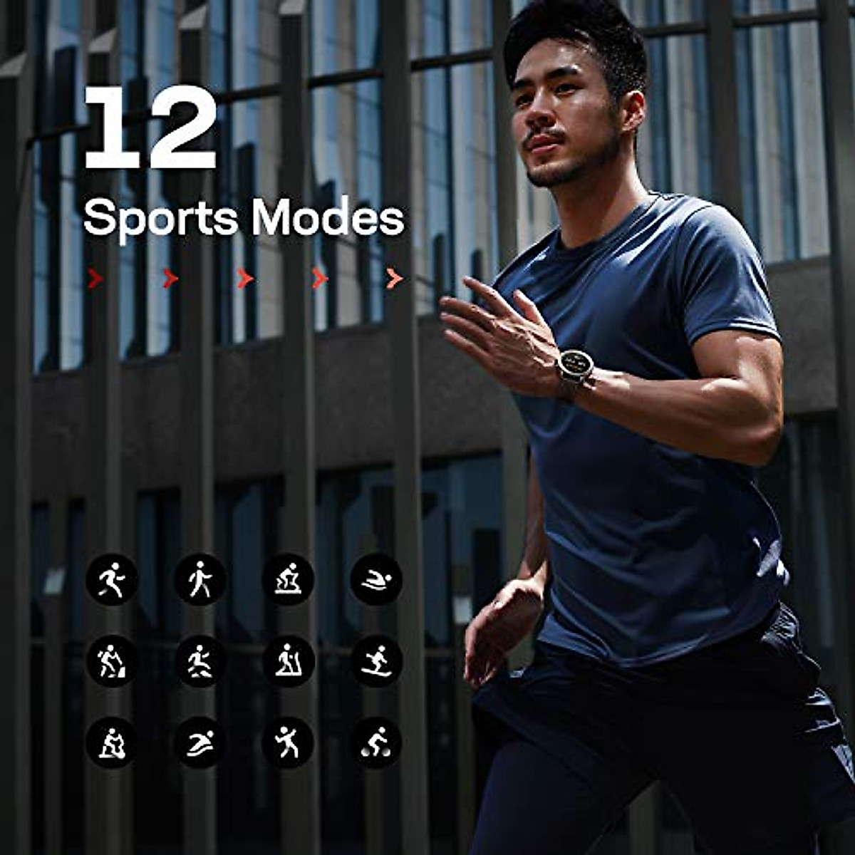 Amazfit Zepp Z Smart Watch for Men, Health Fitness Tracker, Alexa Built-In, 15 Days Battery Life, Blood Oxygen, Heart Rate, Sleep & Stress Monitoring, AMOLED Display, for Android Phone iPhone(Brown)