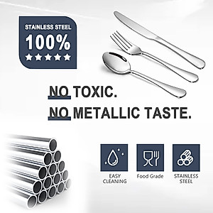 SANTUO 18PCS Dinner Set combo with 6 Dinner Knives, 6 Dinner Forks, 6 Dinner Spoons, Food Grade Stainless Steel Silverware Set for Home, Kitchen and Restaurant, Mirror Polished& Dishwasher Safe