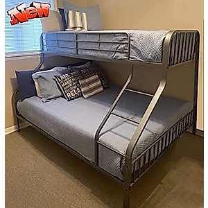 LEEKOUS Upgrade Version Stronger Metal Twin XL Over Queen Bunk Bed, Industrial Style Heavy Duty Thicken Steel Bunk Beds Frame Twin XL Over Queen Size with Ladder, Easier Assembly, Gunmetal