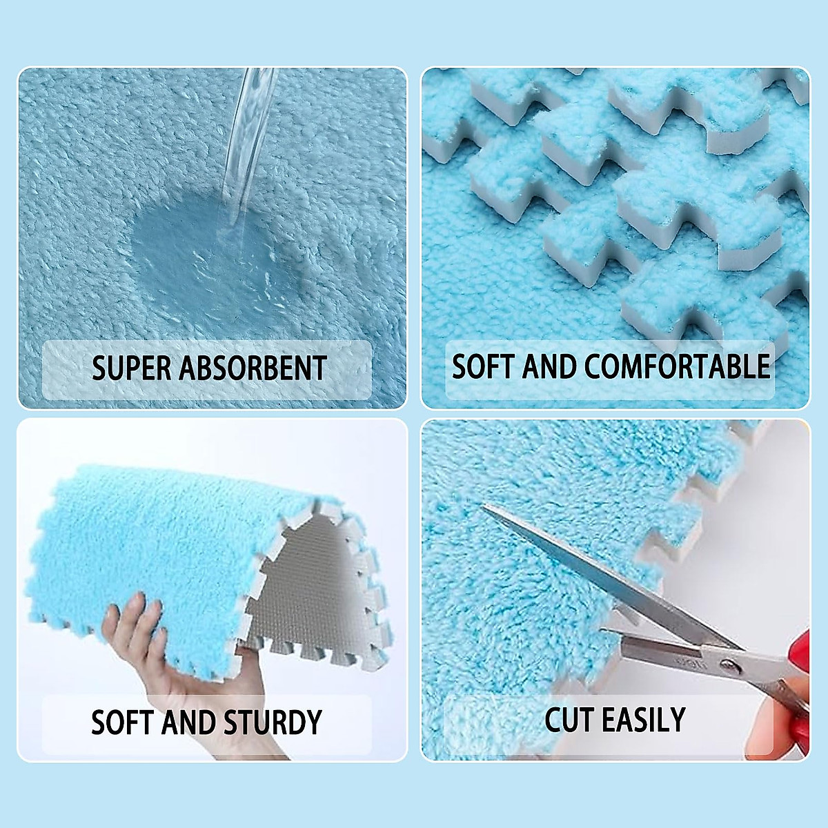 BNOSDM 12Pcs Guinea Pig Plush Pads, Reusable Rabbit Sleeping Floor Mats with Edging, Washable Guinea Pig Fleece Cage Liners, Soft Warm Bunny Bedding, Cage Pad for Small Animals (11.8", Blue)