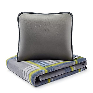 forestfish Portable Travel Blanket Airplane Compact with Bag, Fleece Throw Blanket Cozy Soft for Camping Train 60" x 40", Plaid