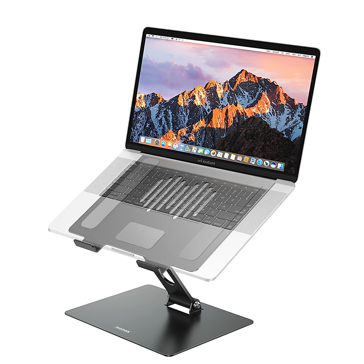 MOMAX Adjustable Laptop Stand, Portable Laptop Stand Adjustable Height Ergonomic Computer Stand Holder Lift for Desk Compatible with MacBook Air Pro, Dell XPS, HP All Laptops (11-17'') Dark Grey