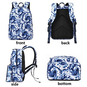 Baolab Tie Dye Backpack & Lunch Bag with Pen Case Water Resistant Daypacks Schoolbag for Teen Girls School,College,Outdoor (Black)