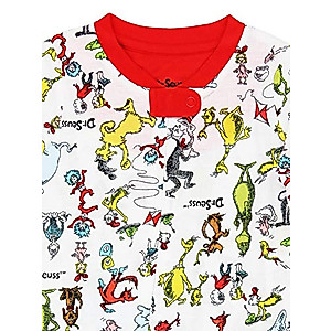 Dr. Seuss Grinch Cat in The Hat Infant Baby Footless Sleeper Pajamas (18 Months, White/Multi)