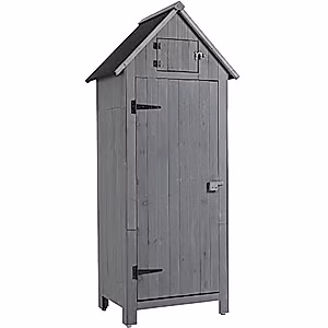 Outdoor Storage Cabinet Tool Shed Wooden Garden Shed (Gray)