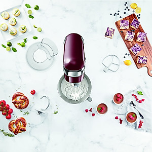 Cuisinart Stand Mixer, 12 Speed, 5.5 Quart Stainless Steel Bowl, Chef’s Whisk, Mixing Paddle, Dough Hook, Splash Guard w/ Pour Spout, Pinot Noir, SM-50PN