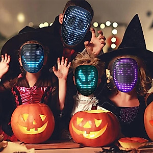 CASEIER Led Mask, Led Face Mask - 2024 Upgraded Led Mask Halloween with Gesture Control Light Up Toy for Kids, Perfect Gifts for Christmas and New Year