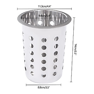 DNYSYSJ Commercial Utensil Holder, 4-Hole Stainless Steel Cylinder Flatware Silverware Utensil Holder Organizer Countertop Forks Spoons Knife Utensil Caddy Compact Cutlery Organizer