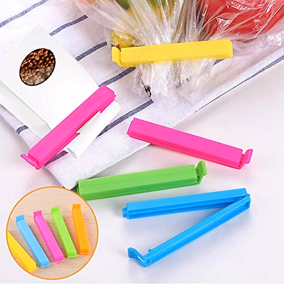40 Pcs Plastic Sealing Clips,Bag Clips for Food,Food Sealing Clip for Snack,Chips Bags,Kitchen Storage Bag in 2 Sizes,3.6/4.3 inch