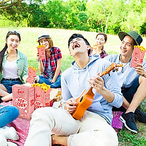 Dualshine 100 Pack Popcorn Boxes,1.25 oz Paper Popcorn Containers,Red and White Striped Close-Top Cardboard Pop Corners Bags Individual Servings for Theater Night Movie,Party,Christmas