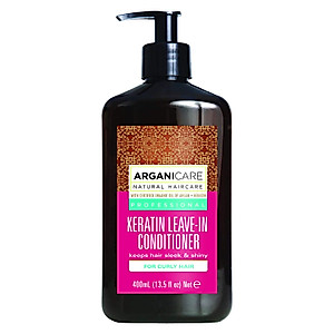 Arganicare Keratin Hydrating Leave In Conditioner with Certified Organic Argan Oil and Keratin for curly hair 13.5 fl oz