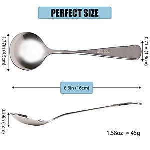 RETON 8 Pcs Soup Spoons Set, 18/10 Stainless Steel Round Spoons, Fashion Thick Korean Spoons Mirror Polished Asian Soup Spoon, Dinner Spoons Silverware for Soup Bouillon Cereal Milk Tea, 6.3 Inch