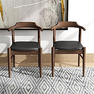 Ashcroft Furniture Co Latham Mid-Century Modern Black Faux Leather Dining Chair (Set of 2)