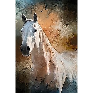 Ghostly White Horse Quilt Panel - AHS-009, Size 12.5" x 20"; Quality Quilting Cotton, Digitally Printed