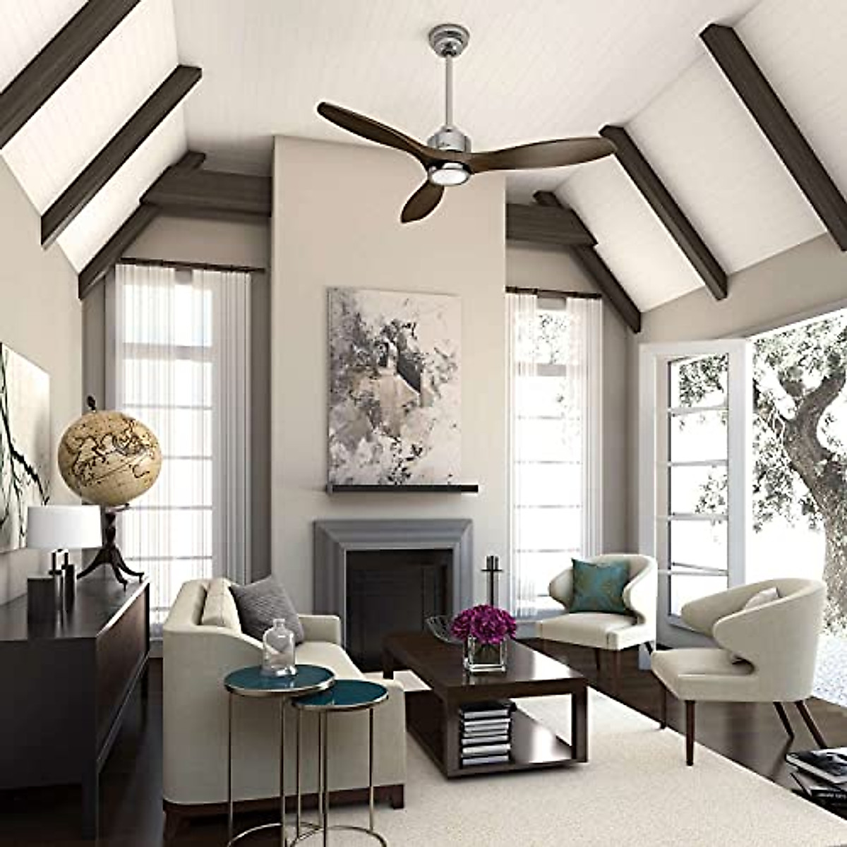 Hunter Fan Company, 50789, 52 inch Melbourne Brushed Nickel Ceiling Fan with LED Light Kit and Handheld Remote