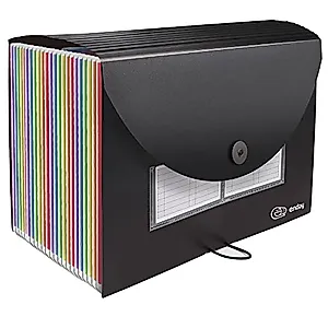 Accordion File Organizer 24 Pocket Expanding File & Cover Folder with Labels, Plastic Portable Desktop Letter A4 Paper Document Receipt Bill Storage, Filing Folder Organizer – by Enday