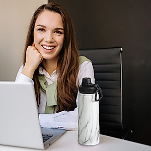 Tea Infuser Bottle With Removable Loose Leaf 18/8 Stainless Steel Insulated Travel Tea Strainer Tumbler tea drinkers gifts for women(White Marble)