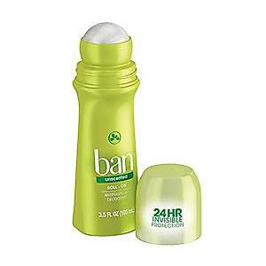 Ban Roll-On Antiperspirant Deodorant, Unscented, 3.5 Ounce