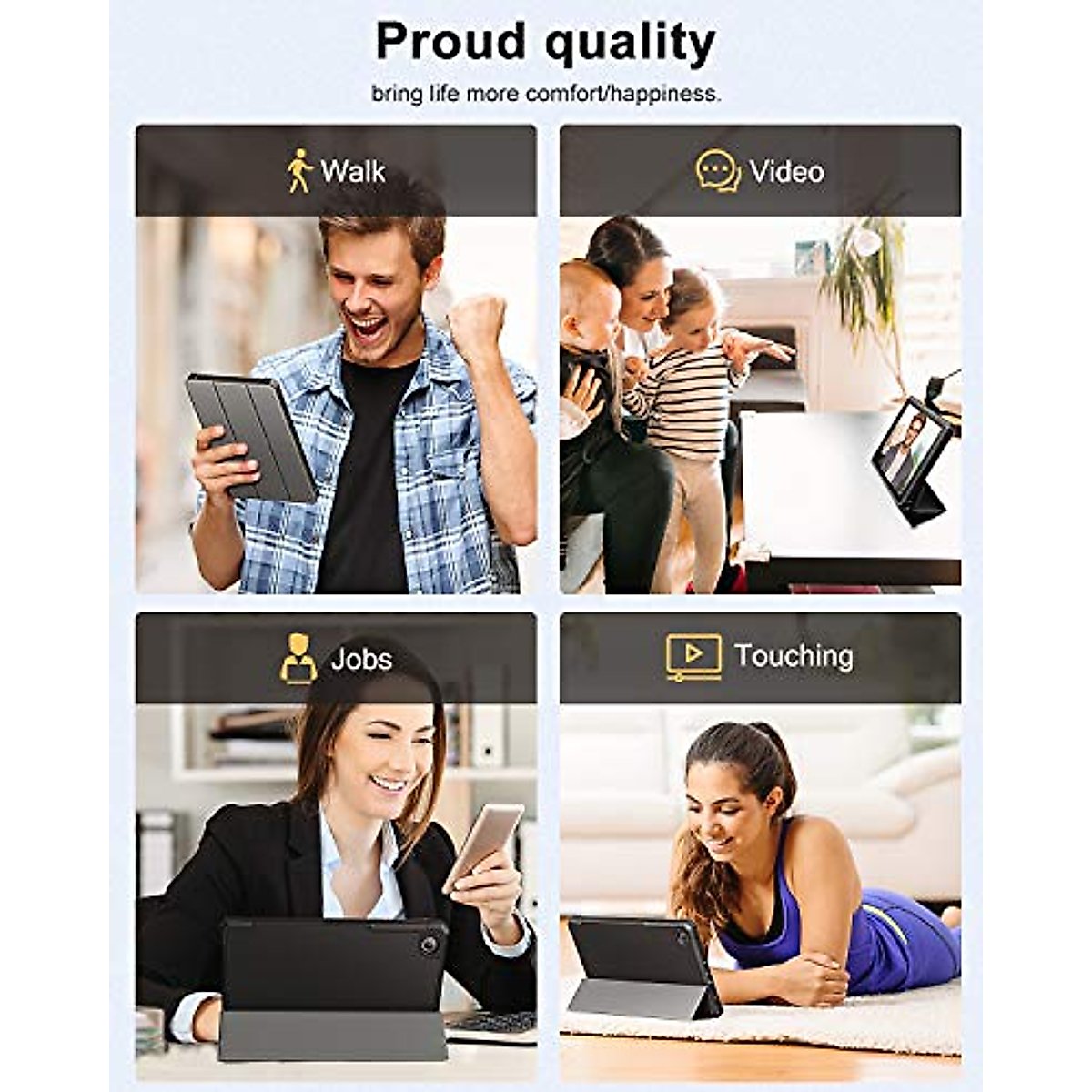 INFILAND Metrobyt-Mobile Alcatel Joy Tab 2 Case, Tri-Fold Soft Frame Cover Case Compatible with Metrobyt-Mobile Alcatel Joy Tab 2 8-inch 2020 Release Model 9032Z Tablet Only, Black
