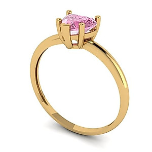 Clara Pucci 1.0 ct Heart Cut Solitaire Pink Simulated Diamond 5-Prong Bridal Wedding Anniversary Engagement Ring Real 14k Yellow Gold