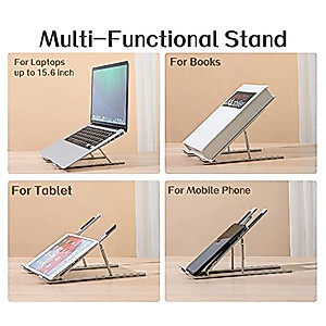 deriny Laptop Stand for Desk,Adjustable Height Foldable Portable Dj Laptop Stand,Computer Stand,Ergonomic Aluminum Laptop Stands,Compatible 10-15 inch MacBook air pro dell hp Lenovo Notebook(Pink)