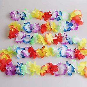 Fighting to Achieve 98ft Tropical Hawaiian Flower Lei Garland Hibiscus Flower Garlands for Party Decorations