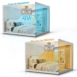 Doltoro Caged Ceiling Fans with Lights and Remote, Industrial Flush Mount Ceiling Fans Light, Small Enclosed Ceiling Fan for Bedroom Kitchen (Brushed Nickel)