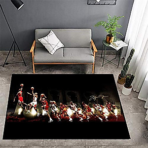 Basketball Team Star Personality 3D Image Area Rugs, Super Hero Pattern Carpet Home Living Room Balcony Study Non-Slip Mat,Fan Figures Mat for Living Room Bedroom Play Area Rugs…