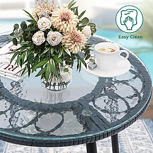 YITAHOME Patio Furniture L-Shaped Coversation Sectional Outdoor Sofa Set for Backyard, Porch with Thick Cushions Detachable Lounger, Side Table (Gray+Navy Blue)