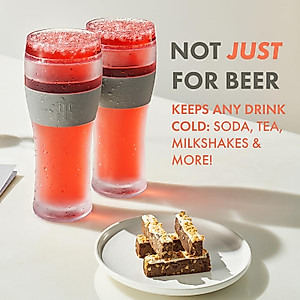 Frozen Beer Glasses - Unbreakable Acrylic Freezable Mugs Pint Freeze Chiller, Birthday Gifts for Him, Men, Dad, Guys, Anniversary, 2 Set, Cooling Cups 12oz Tritan Plastic, Double Wall Insulated Gift