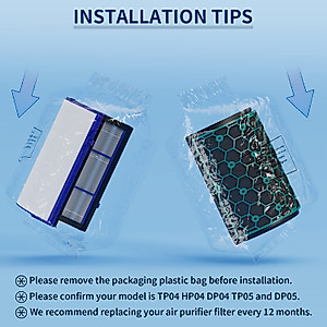 Air Purifier Filter Replacements for Dyson HP04 TP04 DP04 TP05 DP05, Sealed Two Stage 360° Ture HEPA and Activated Carbon Filter