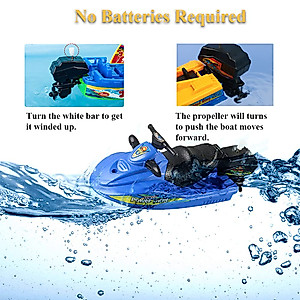 NEXTAKE Wind-up Boat Bathtub Toy Set, Funny Windup Speed Boat Bathtub Toy Jet Ski Clockwork Sailboat Water Toy Motorboat Tub Toy for Kids (Motorboat+Sailboat+Speed Boat)