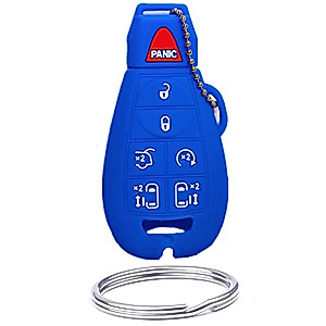 Smart Key Fob Cover Remote Case Keyless Protector Jacket for Chrysler Town Country Dodge Grand Caravan Charger Challenger Durango Journey Ram Magnum Jeep blue