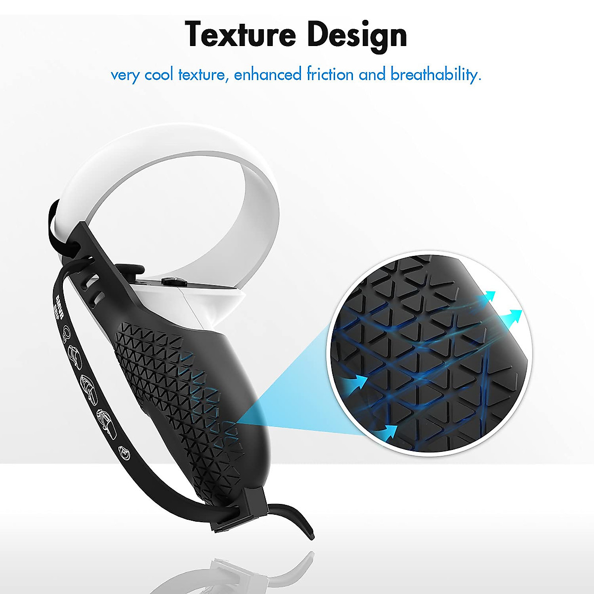 AMVR Touch Controller Grip Cover, for Meta/Oculus Quest, Quest 2 or Rift S Accessories,with Anti-Throw Straps and Handle Protective Sleeve,Made of Premium Material, Comfortable Feel, Easy Installation