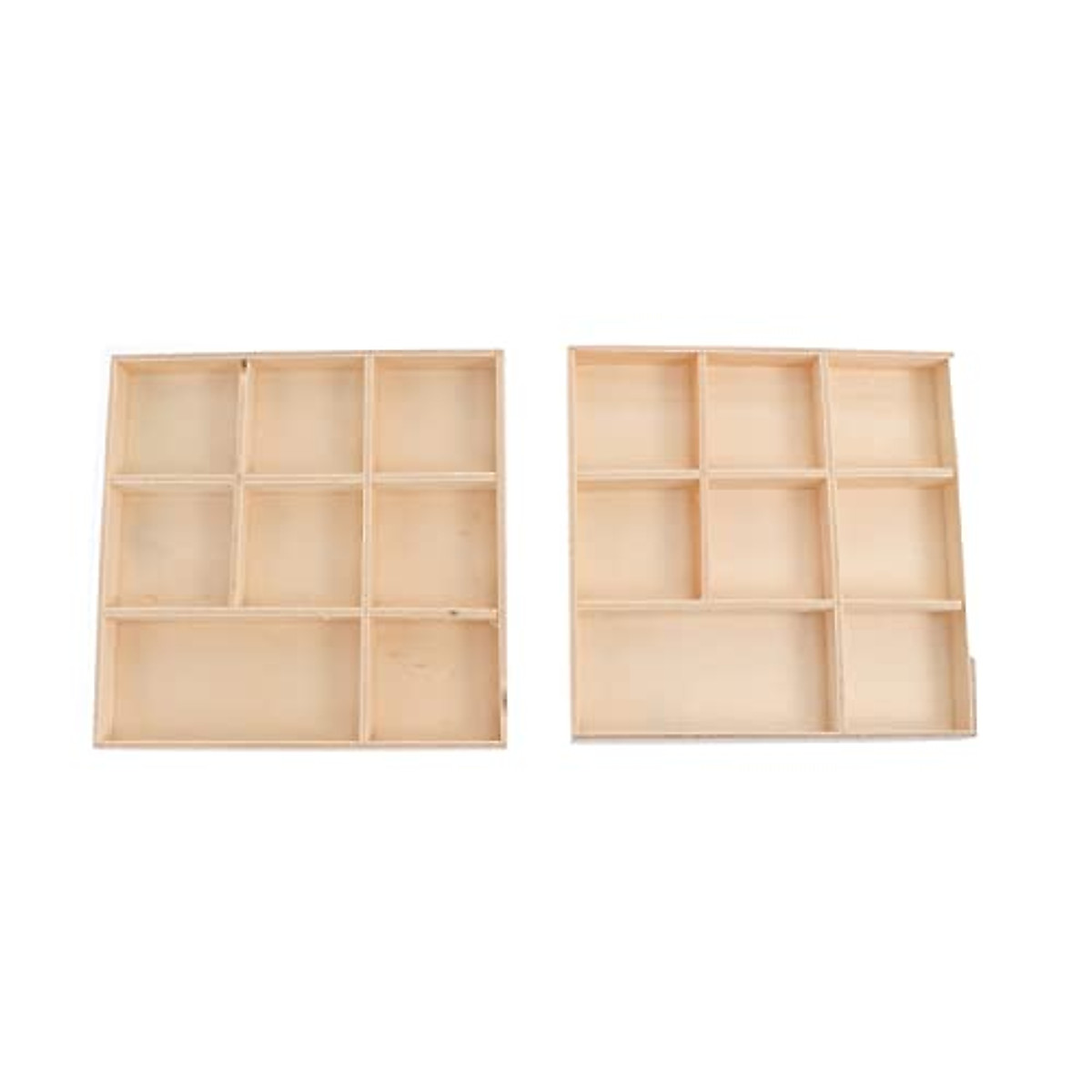 EXCEART 2pcs Wood Tray Box for Craft Compartments Wooden Divided Boxes Succulents Flower Pot Desktop Storage Box Holder Display Tray for Jewelry Ornaments