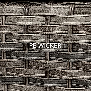 MeetLeisure Wicker Patio Furniture Set 6 Piece Set with 1 Three-Seat Sofa, 2 Swivel Rocker Chairs, 2 Ottomans and 1 Side Table, Outdoor Furniture Patio Conversation Sets(Mixed Grey/Beige)