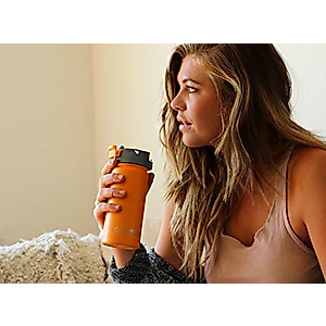 EcoVessel Perk Vacuum Insulated Coffee Tumbler and Tea Bottle, 16oz Stainless Steel Travel Infuser with Strainer and Push-Button Lid