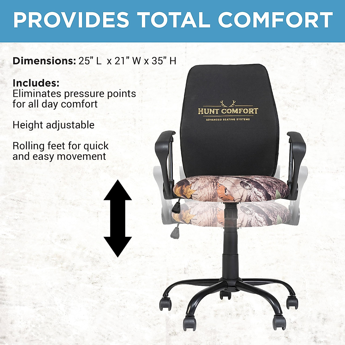 Tail Mate LiteCore Premium Seat Cushion with Memory Foam for Stadium Seats, Office, Home, Car, Hunting, Travel, and More, Mossy Oak