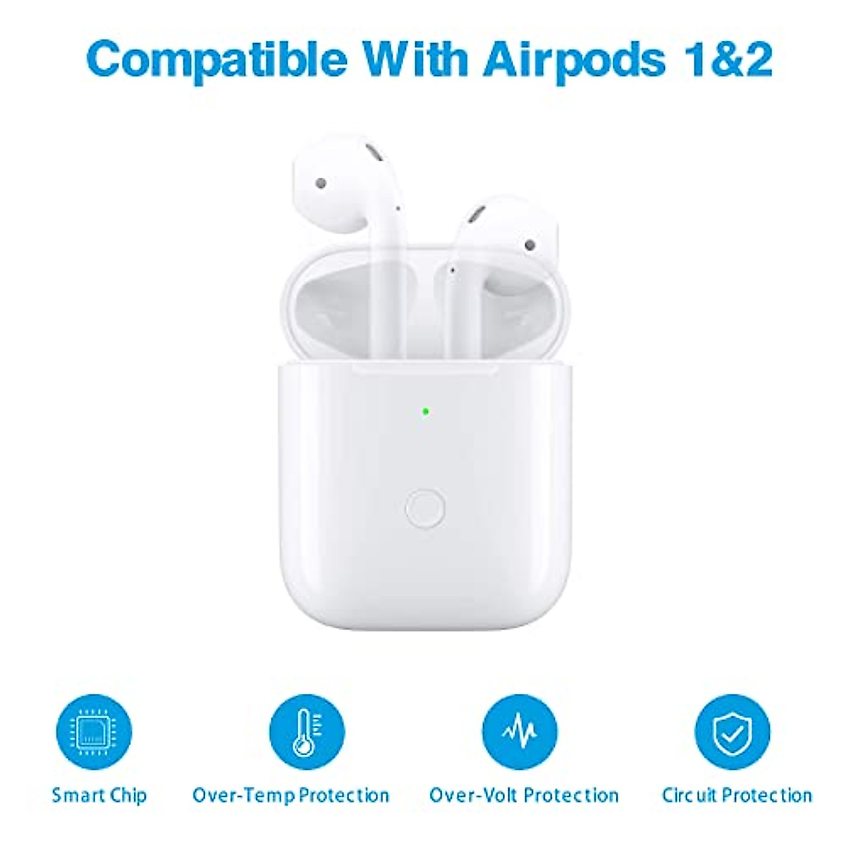 Murcycle Airpods Charging Case Only Compatible for Airpod 1 & 2 Generation, Replacement Wireless Charger Case with Bluetooth Pairing Sync Button, No Earbuds Include