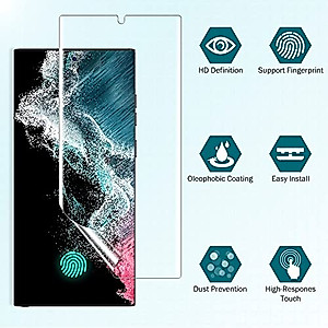 EGV [3 Pack] Screen Protector for Samsung Galaxy S22 Ultra 5G, 3D Curved Full Coverage Soft TPU Film [Support Fingerprint Reader] Scratch-proof [Alignment Tool] S22 Ultra Screen Protector Transparent