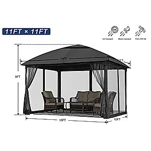 MASTERCANOPY Soft Top Outdoor Garden Gazebo for Patios with Netting Walls (10x10, Dark Gray)