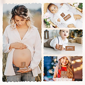 Monthly Baby Milestone Blocks Set of 6 Baby Age Blocks for Monthly Milestone Baby Age Milestone Signs Wooden Baby Photo Props Set Perfect for Baby Shower and Keepsake (Gift Set 6 PCS)