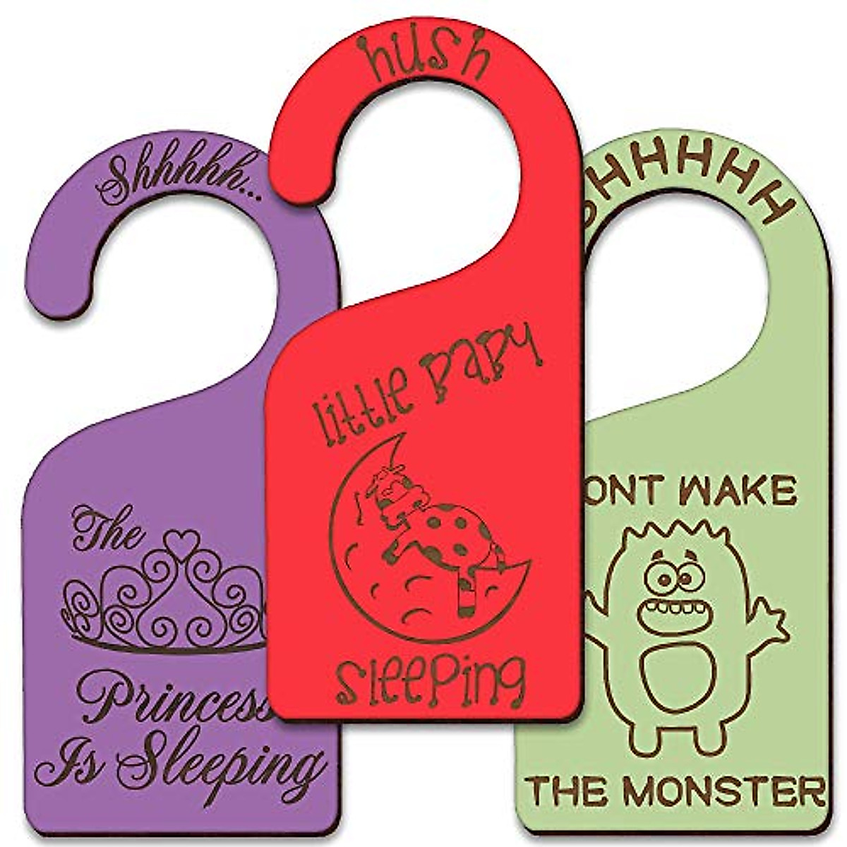 LaserQuick Custom Hanging Door Knob Signs-(Baby Themed)-Celeb City Purple